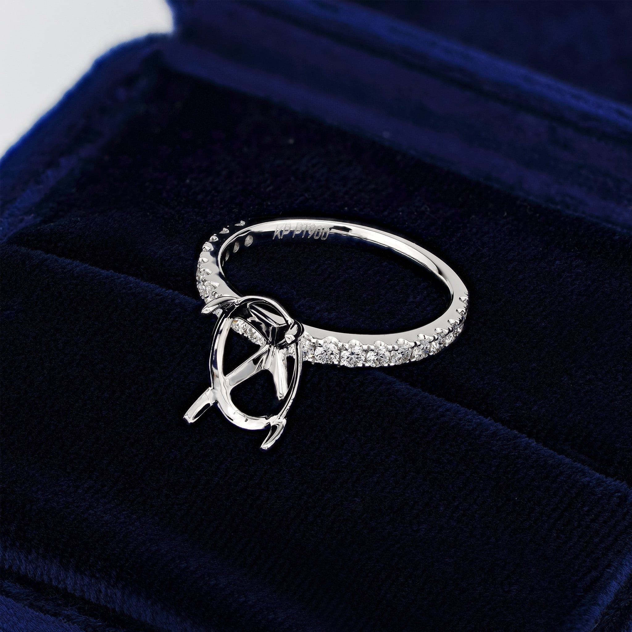 OVAL SCALLOPED PAVÉ SEMI-SET RING – KP Jewelry