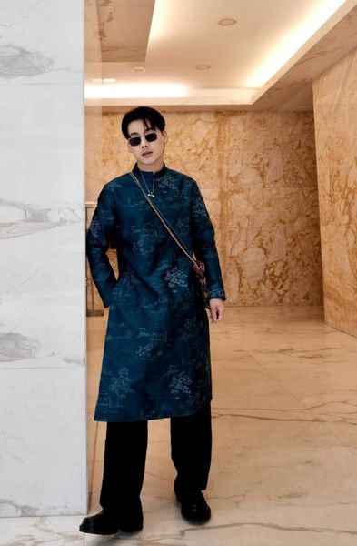 Áo dài xanh đen MAISON LONG – Hizu Dress Up
