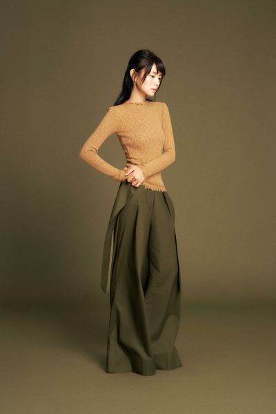 Fringe Line Top In Camel Brown | Áo Chi Tiết Tua Rua – CHEN