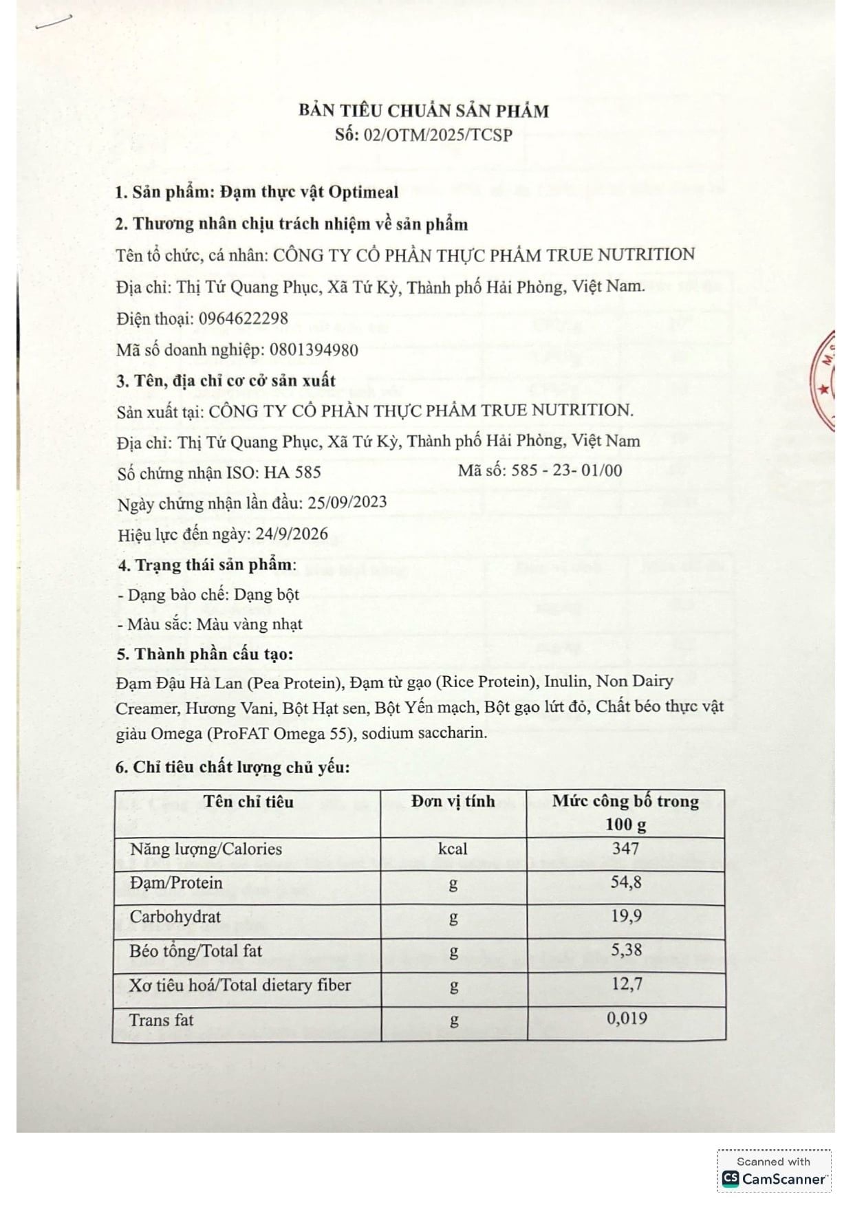 Optimeal - True Nutrition – Công Ty CP True Nutrition