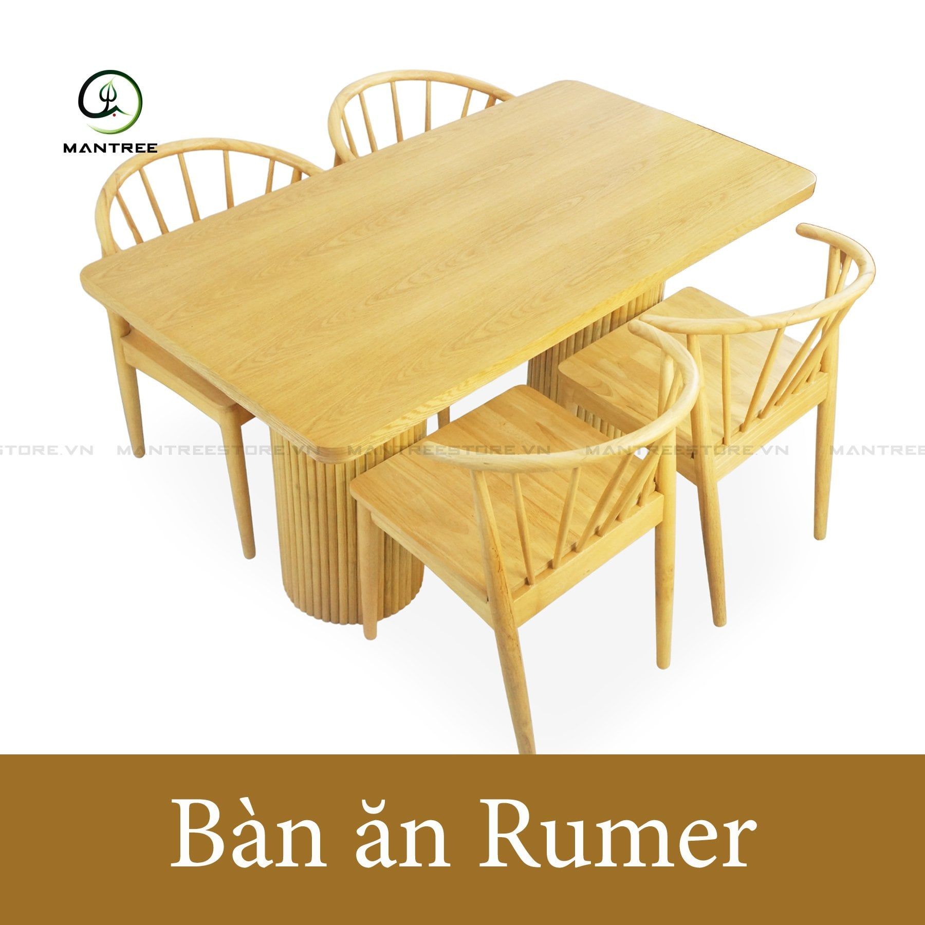 Bộ bàn ăn 4 ghế Rumer _ Bàn ăn gỗ tự nhiên phong cách Zen House ...