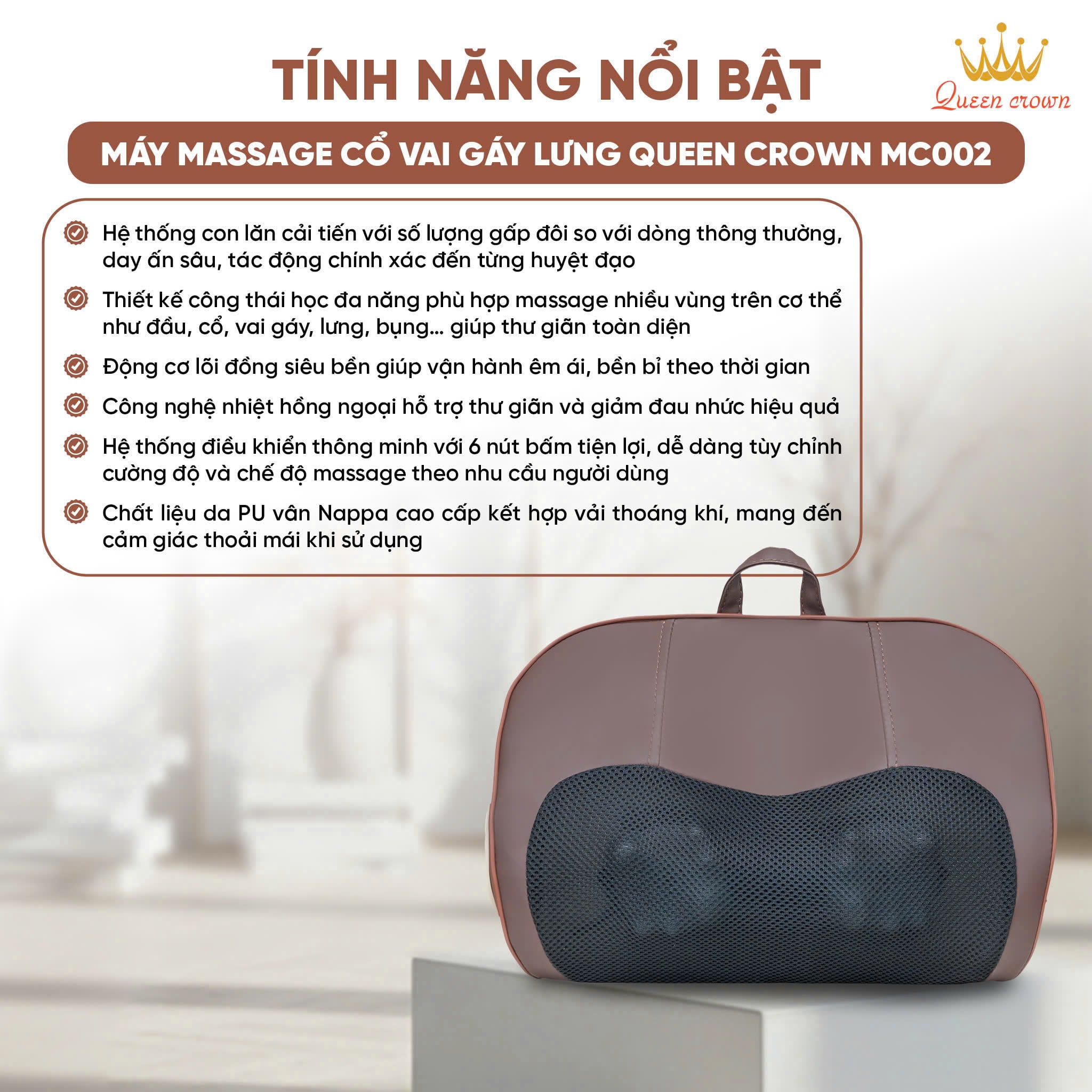 Máy massage cổ vai gáy lưng Queen Crown MC002 CÔNG TY TNHH TM&DV THỦY KIM