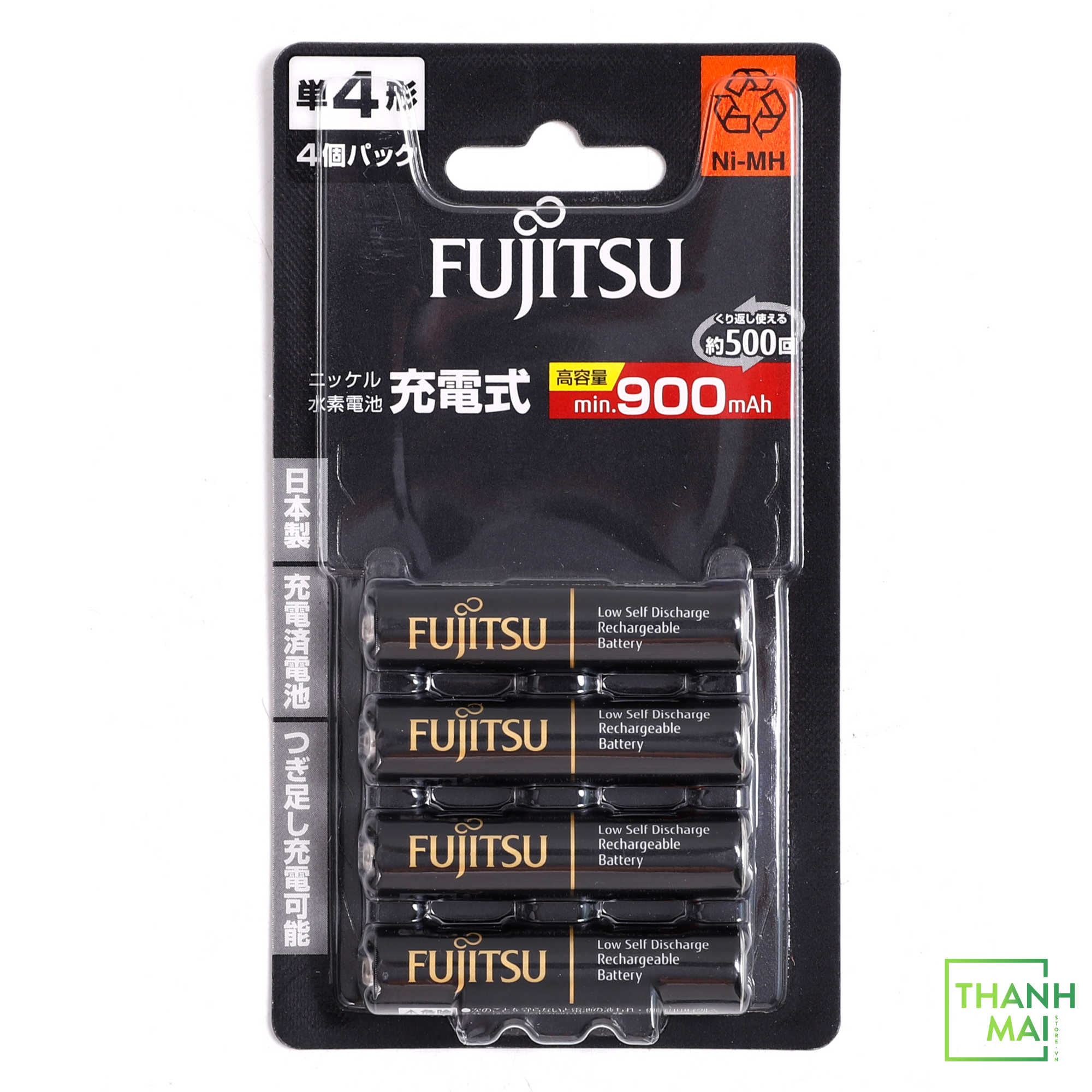 Pin Fujitsu AAA 900mAh vĩ 4 viên HR-4UTHC (4B) ( Black ) | Made In Jap ...