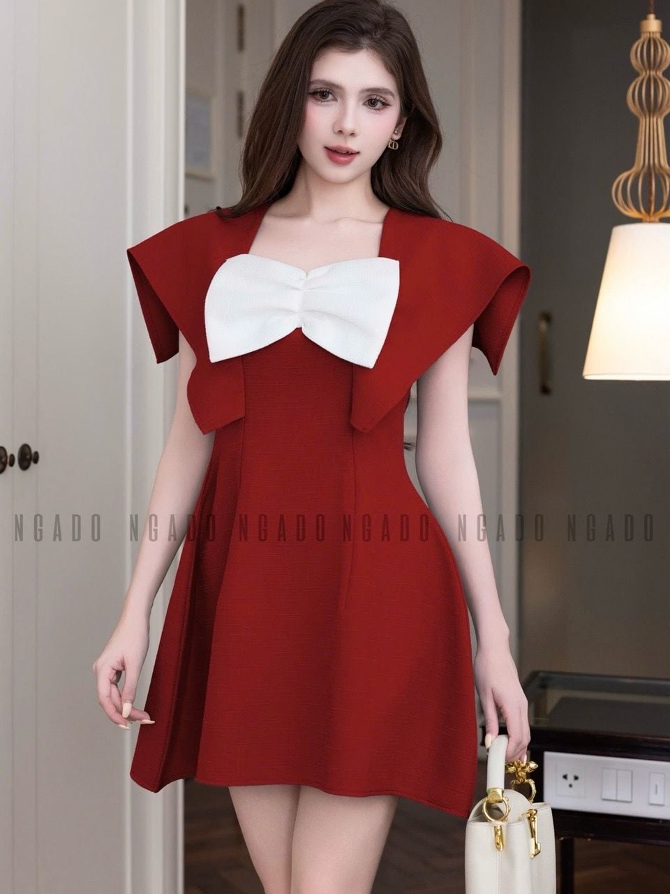 Đầm đỏ nơ trắng – NGADO