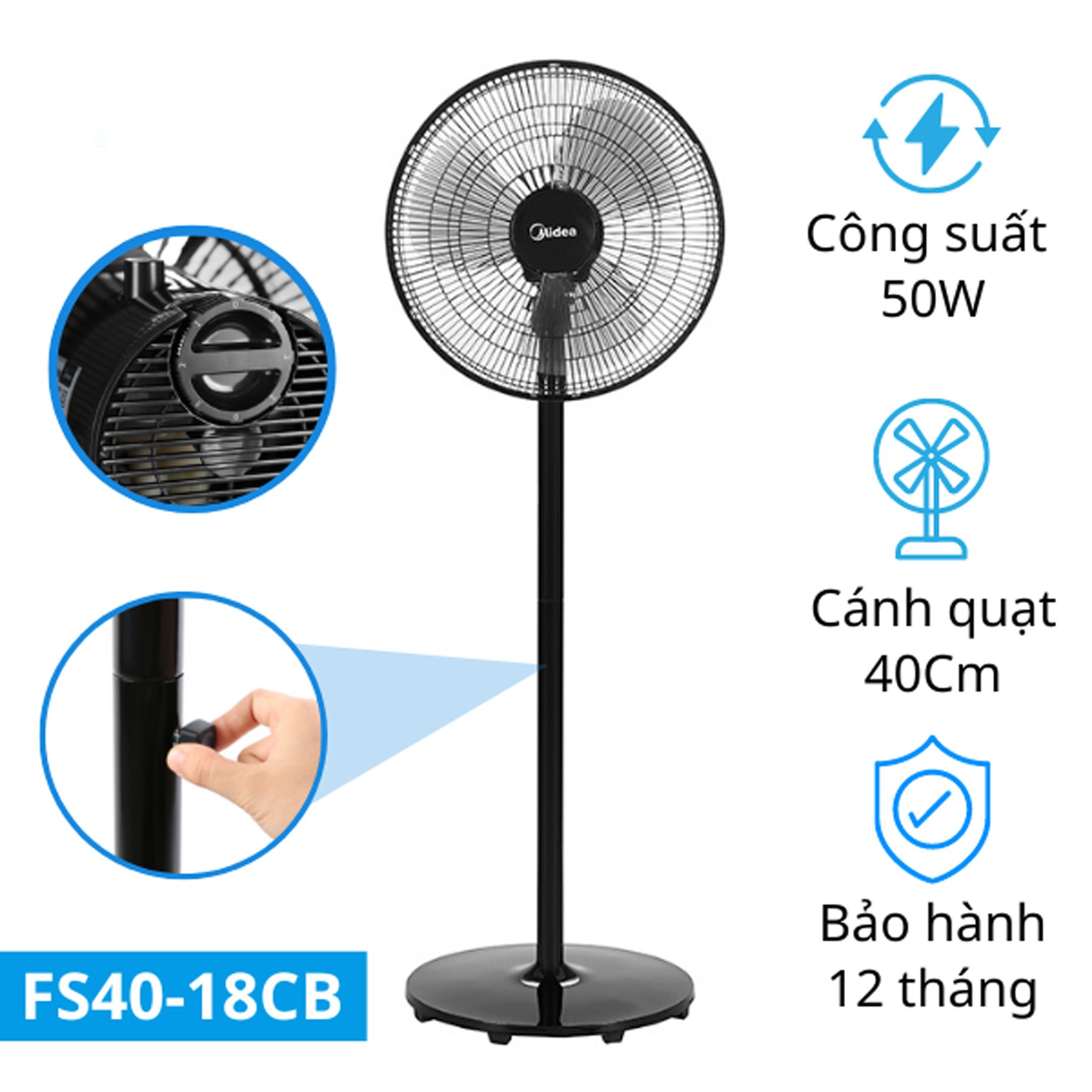 Quạt đứng MIDEA FS40-18CB- Điện Máy Từ Sơn