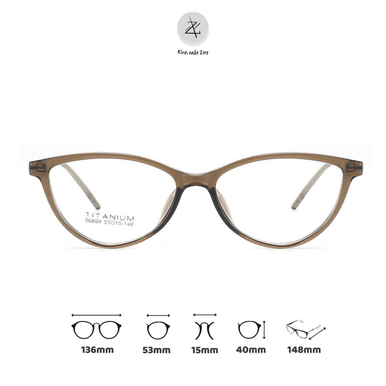 Gọng kính Zay Eyewear 56809 dáng mắt mèo nhựa TR90 phong cách Hàn Quốc ...