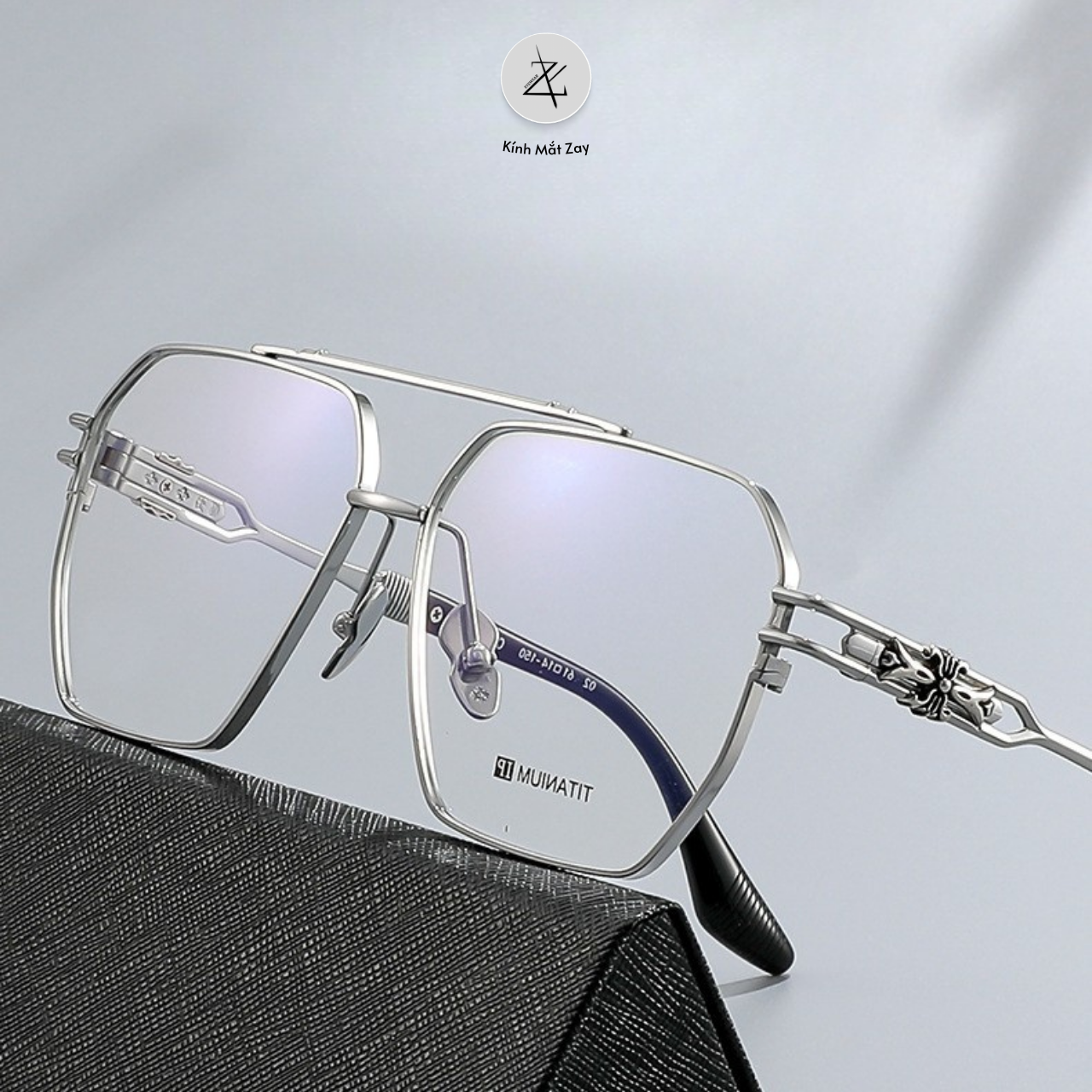Gọng kính Chrome Hearts 5313 dáng phi công titanium cao cấp fullbox – Kính mắt Zay