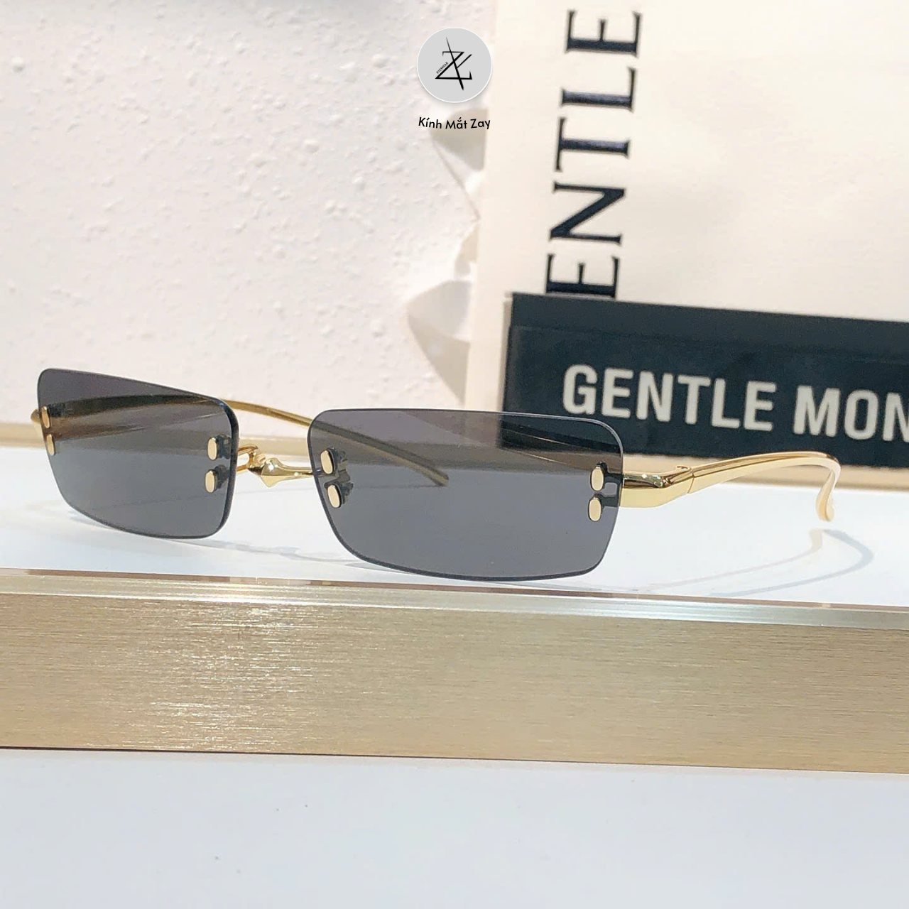 Gọng kính khoan không viền Gentle Monster Paranoid dáng chữ nhật titan ...