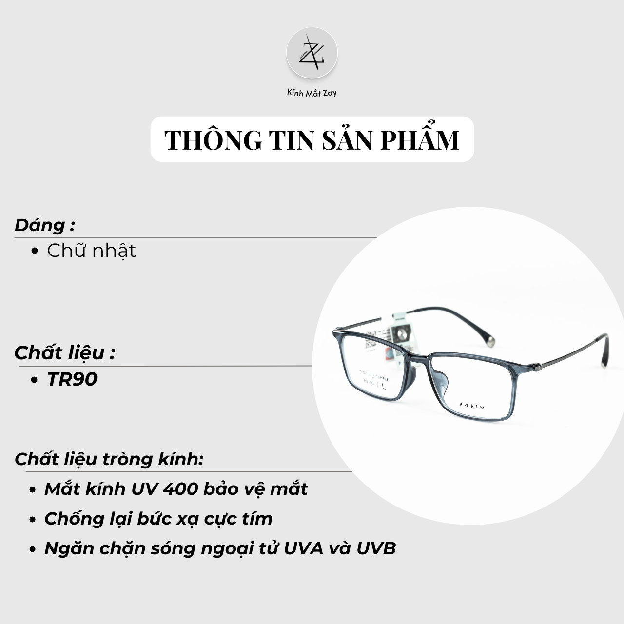 Gọng kính Parim 85106 dáng Vuông Tr90 titanium fullbox chính hãng ...