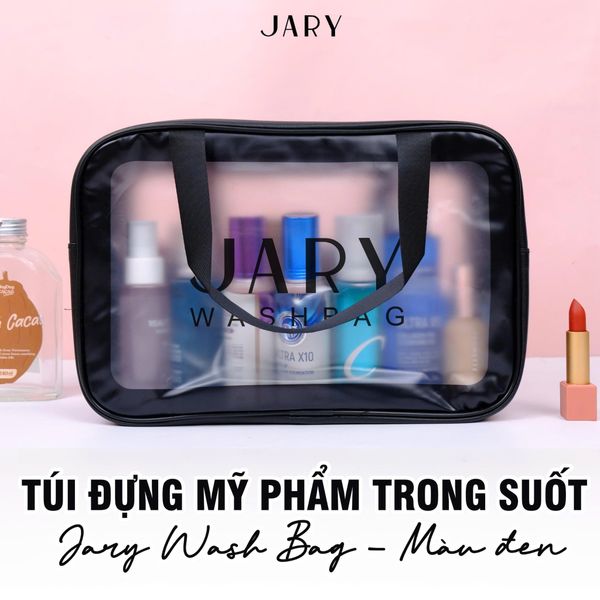 TÚI ĐỰNG MỸ PHẨM TRONG SUỐT JARY WASH BAG - MÀU ĐEN - SIZE 29.5X10.5X2 ...