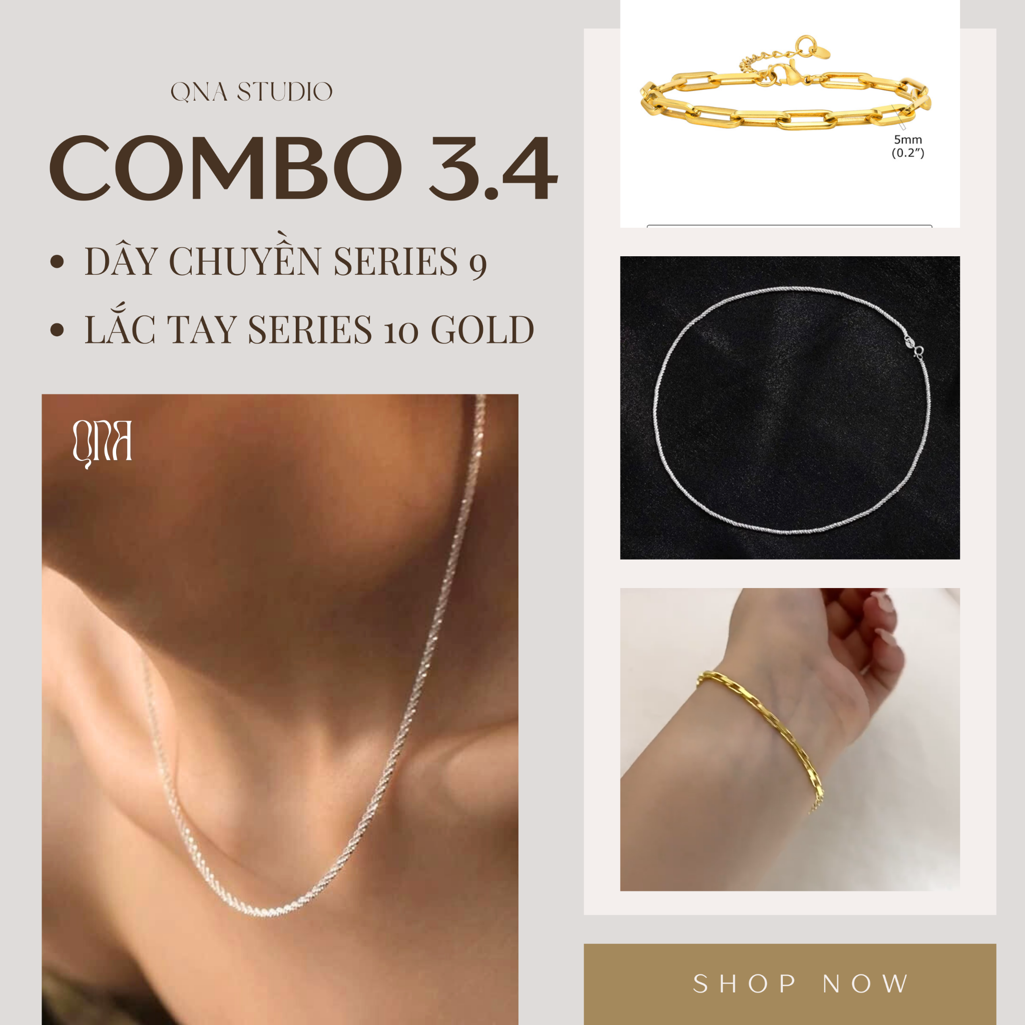 Combo 2.6 Luxyry Nam : Dây Chuyền Series 9 & Lắc Tay Series 9 Silver