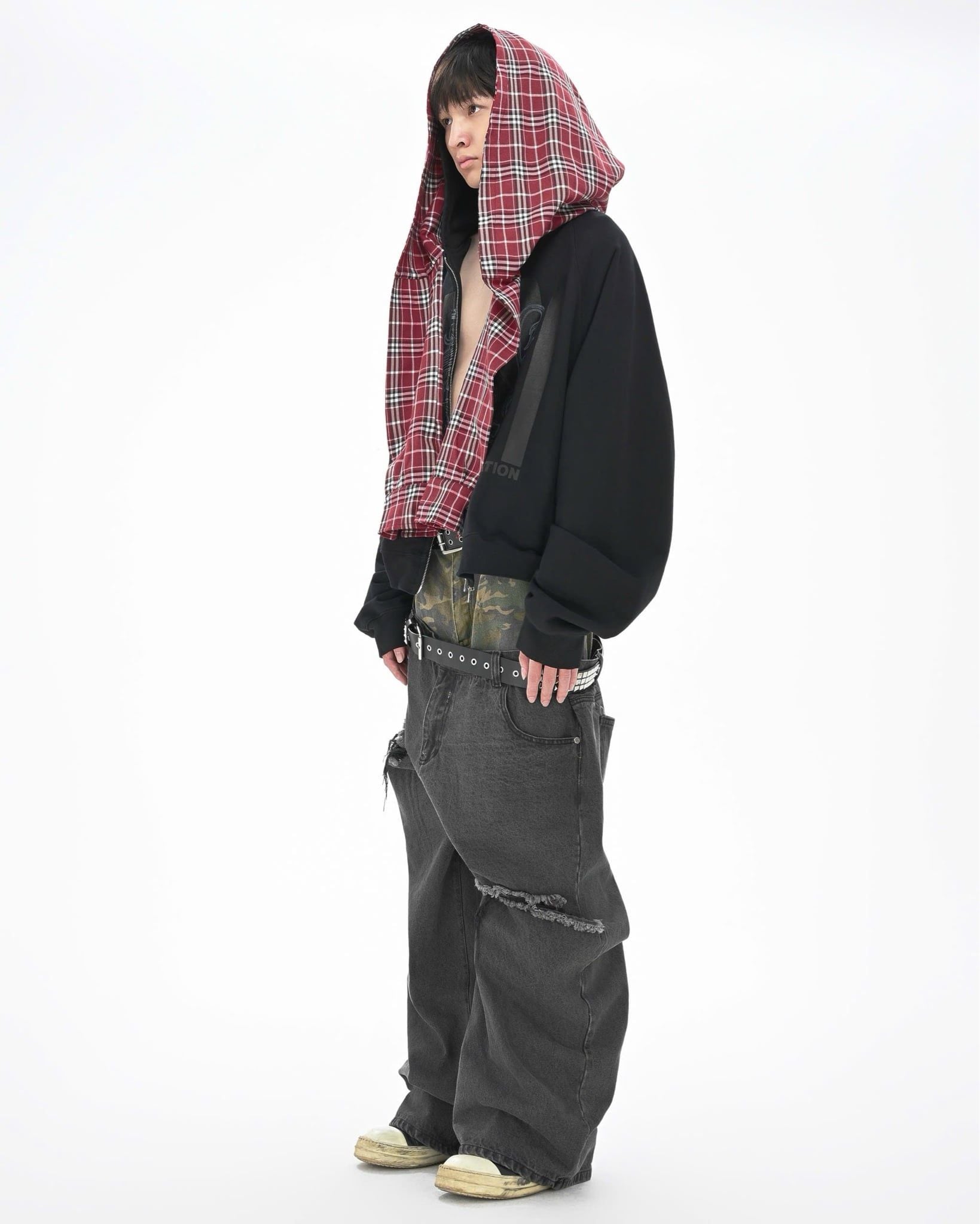 DOUBLE WAISTED SAGGY PANTS - Faded Black & Green Camo – MBI PROJECT