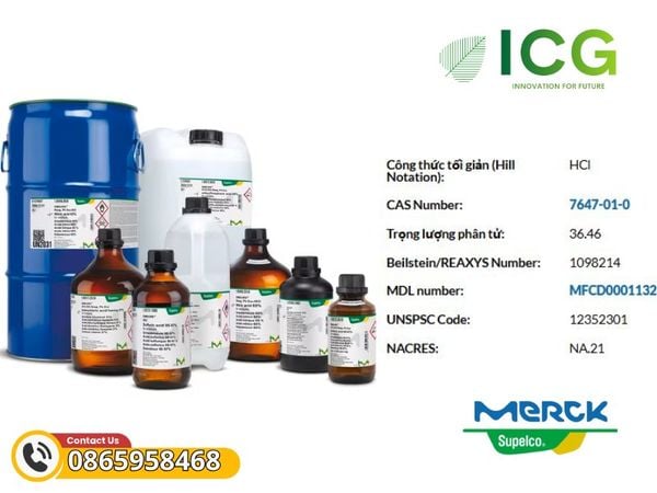Hydrochloric acid fuming 37% Merck EMSURE | HCL CAS 7647-01-0– ICG