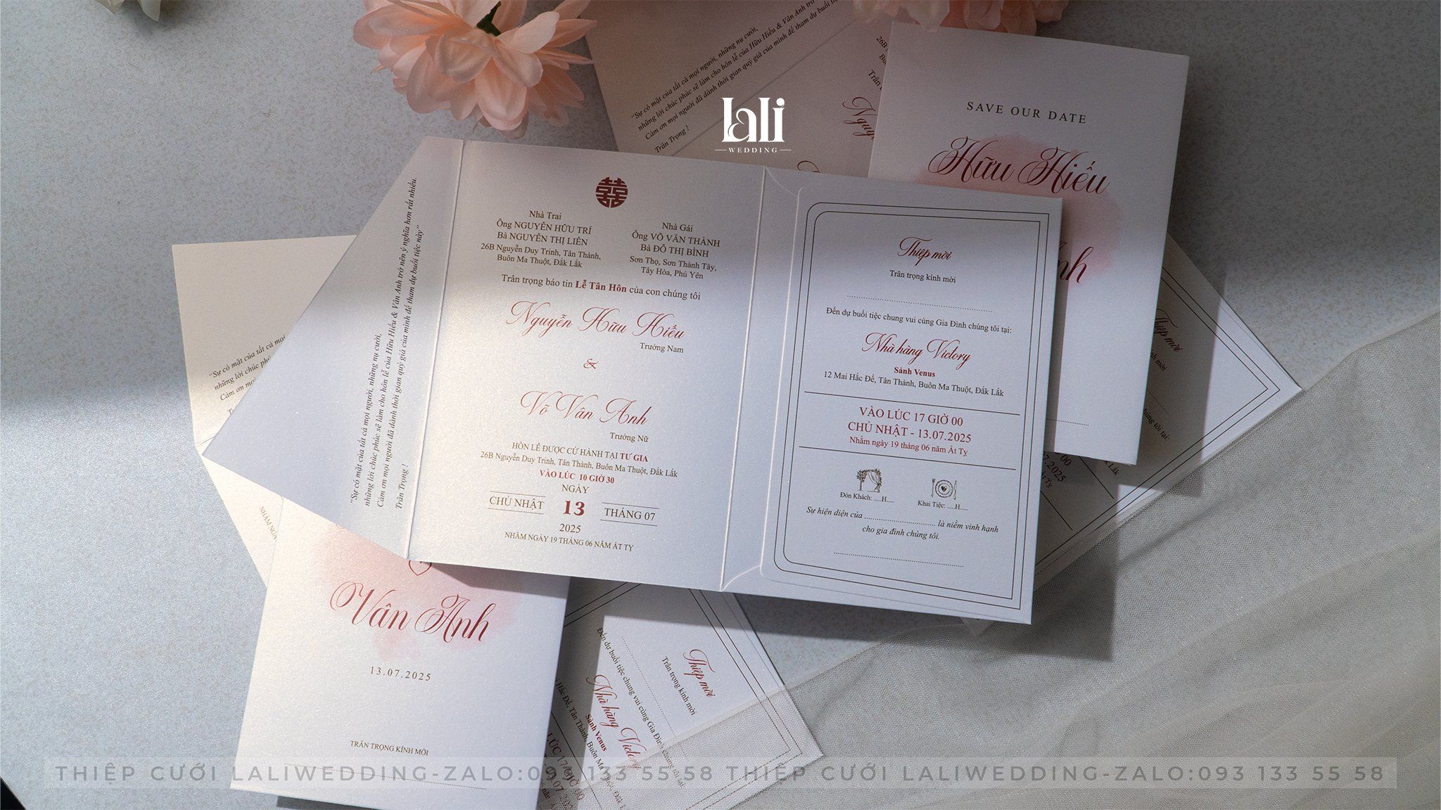 Thiệp cưới gập ba - Mẫu B0906 – Lali Wedding