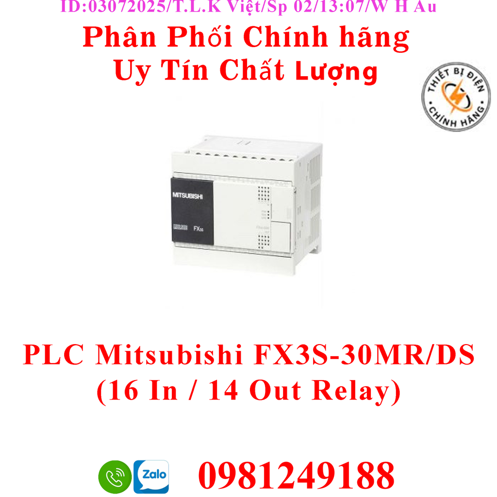 PLC Mitsubishi FX3S-30MR/DS (16 In / 14 Out Relay) – thietbidienchinhhang