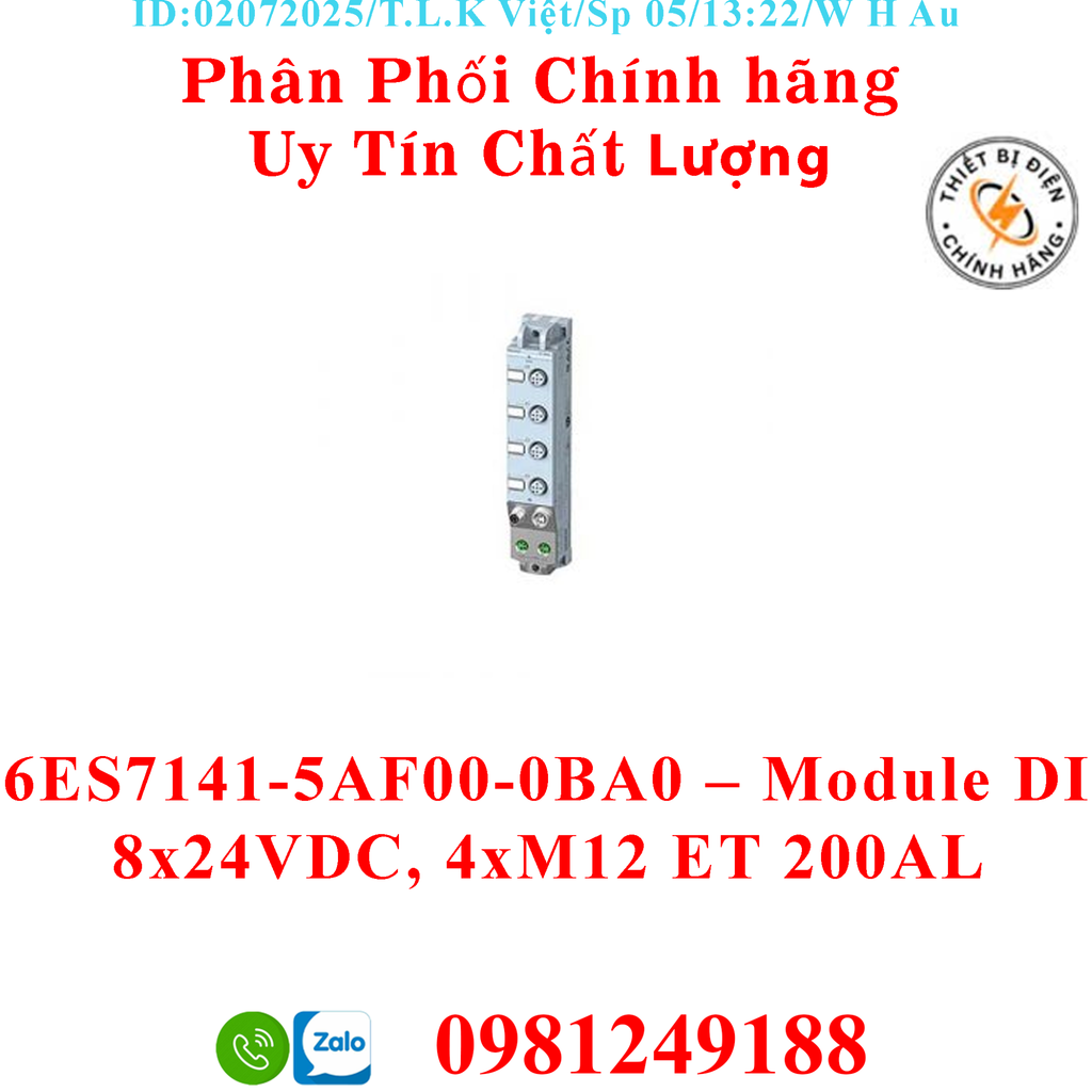 Module 6ES7141-5AF00-0BA0 – Module DI 8x24VDC, 4xM12 ET 200AL ...