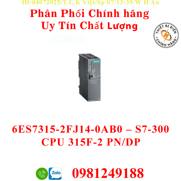 CPU 6ES7315-2FJ14-0AB0 – S7-300 CPU 315F-2 PN/DP – thietbidienchinhhang
