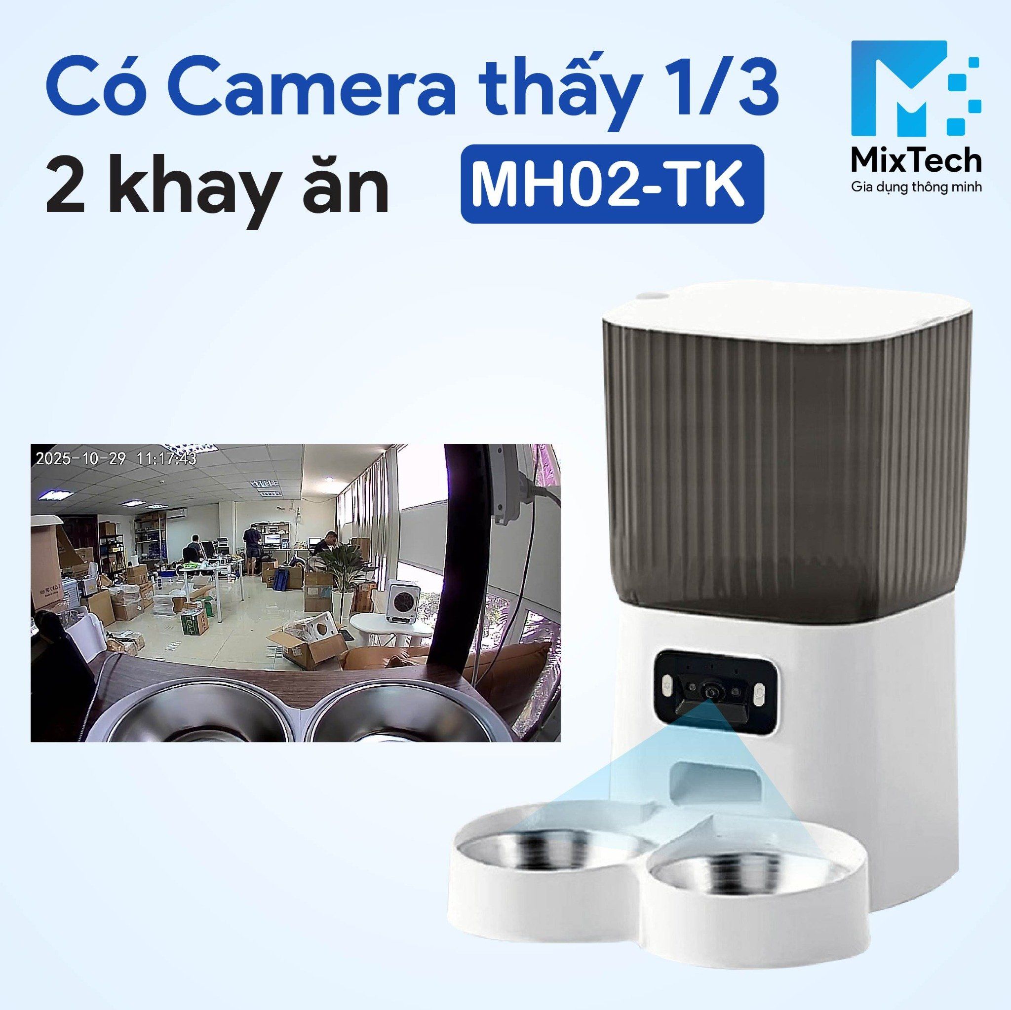 Máy cho mèo ăn tự động 5L có Camera thấy 1/3 Khay Ăn, App Tuya – TK01 ...