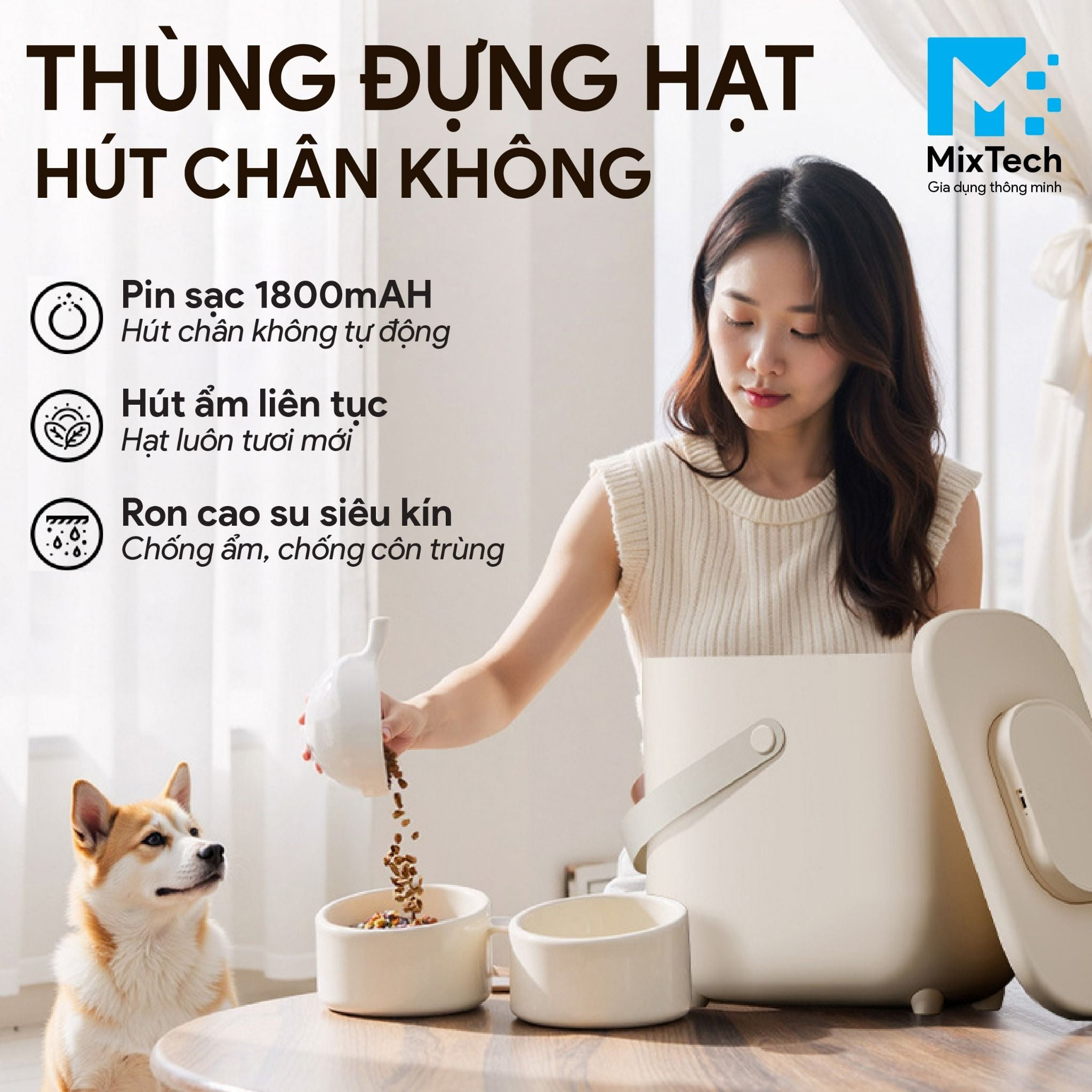 Thùng đựng hạt cho mèo 10L – MixTech Shop
