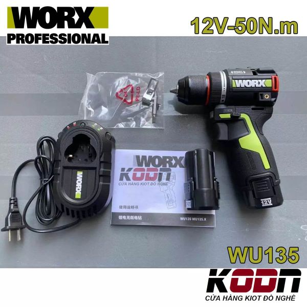 Máy khoan pin 12V không chổi than Worx WU135