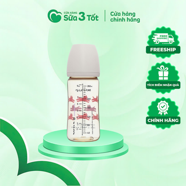 Bình Sữa Moyuum PPSU Chính Hãng - Hình Mèo Xám - 270ML – SUA3TOT