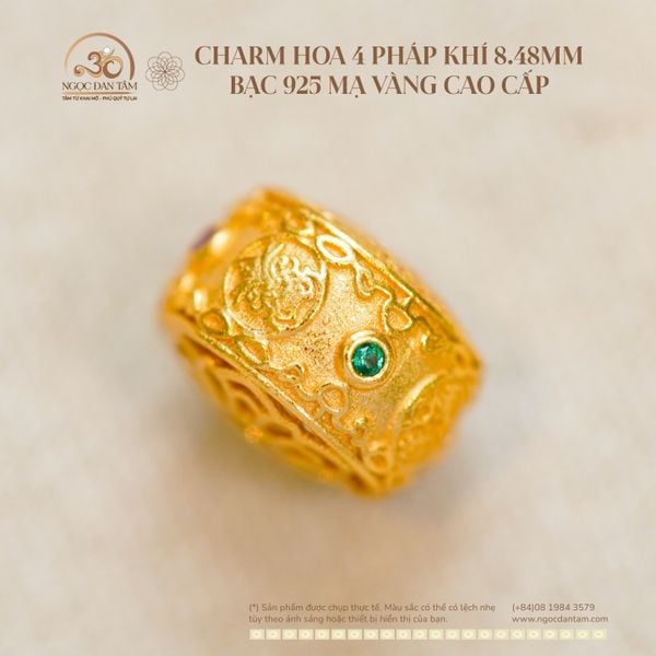 Charm Hoa 4 Pháp Khí 8.48mm - Bạc 925 Mạ Vàng Cao Cấp – Ngọc Đan Tâm ...