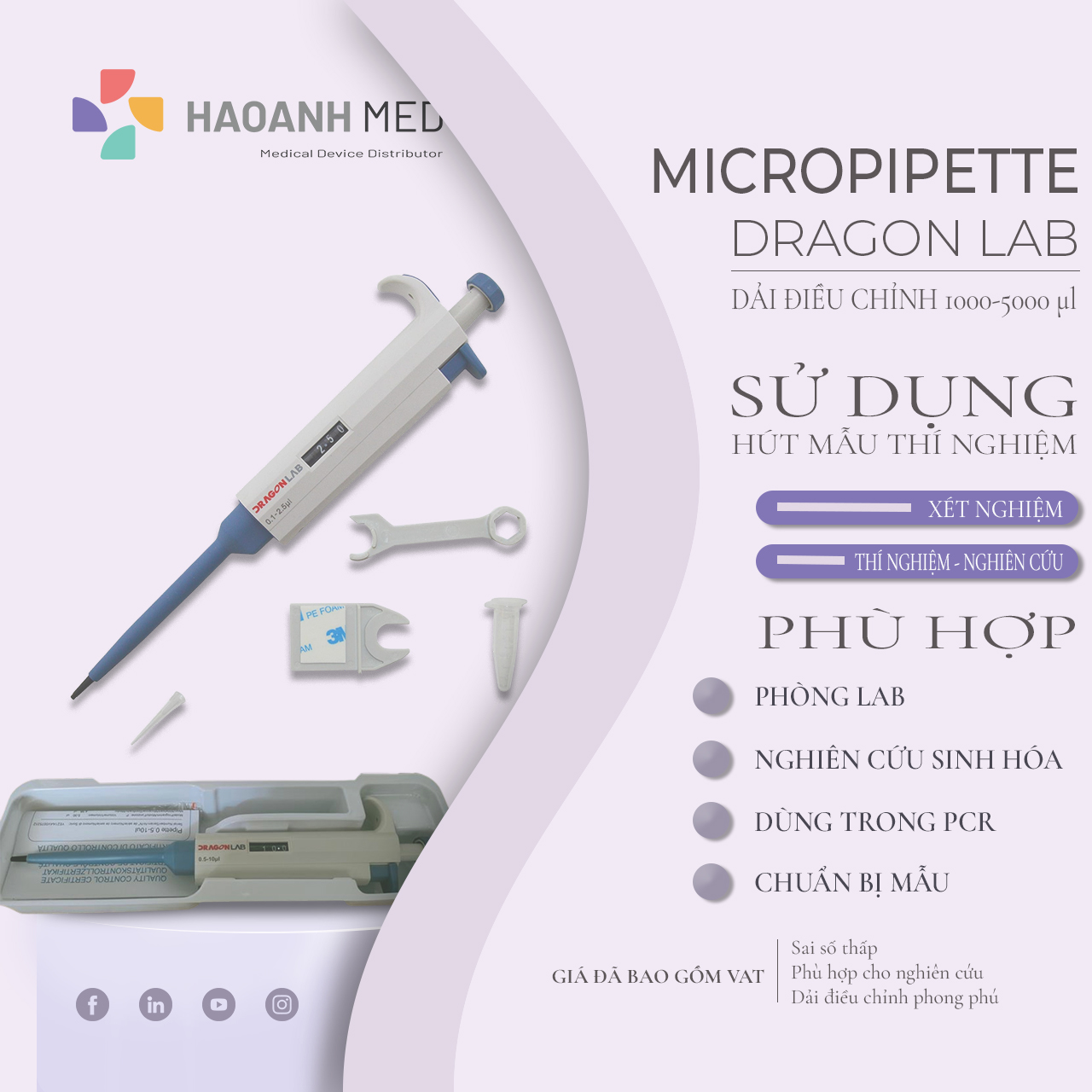 Pipette Tự Động - Micropipet Dragon LAB 1000-5000 µl – Siêu Thị Thiết ...