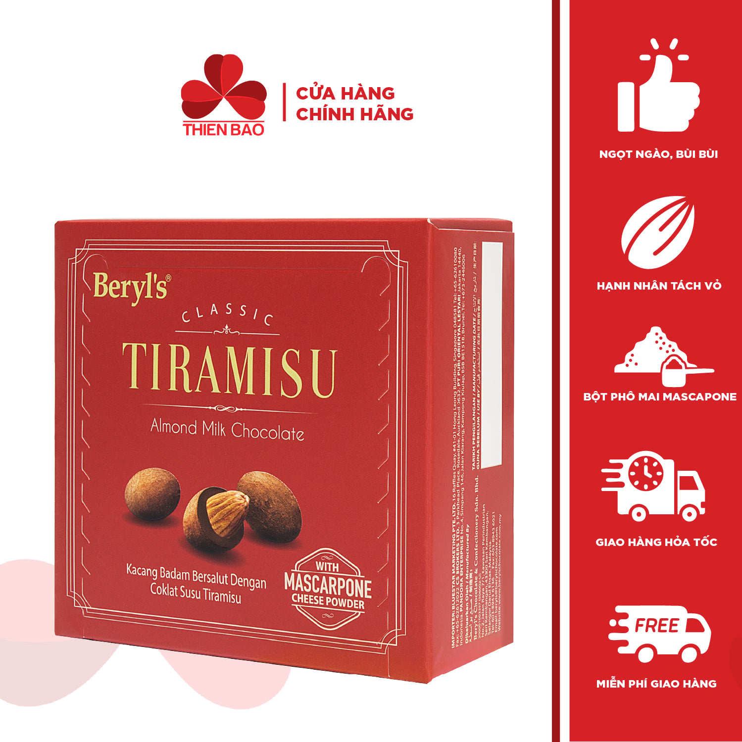 Socola Beryl's Classic Tiramisu Chocolate 65g – Bánh Kẹo Thiên Bảo