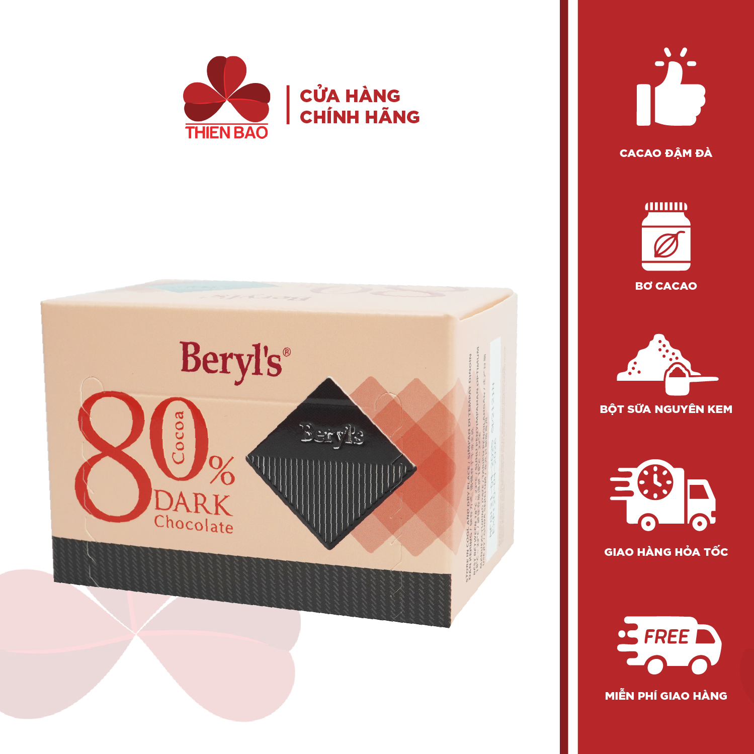 Socola Beryl's Hộp Giấy 60g – Bánh Kẹo Thiên Bảo