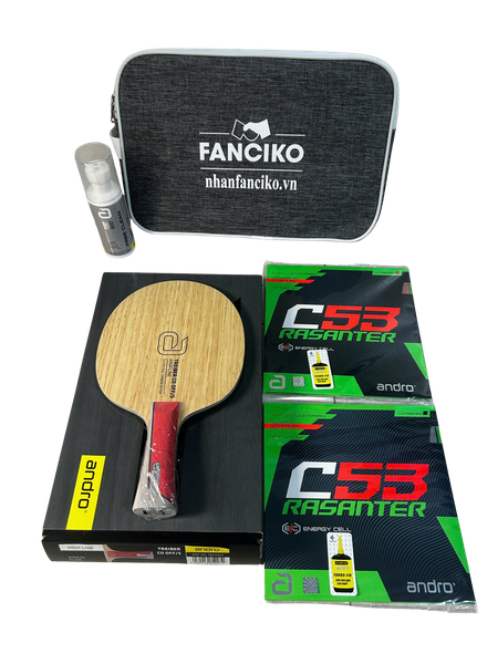 Combo cốt vợt Andro Treiber CO OFF/S kết hợp mặt vợt Andro Rasanter C5 ...