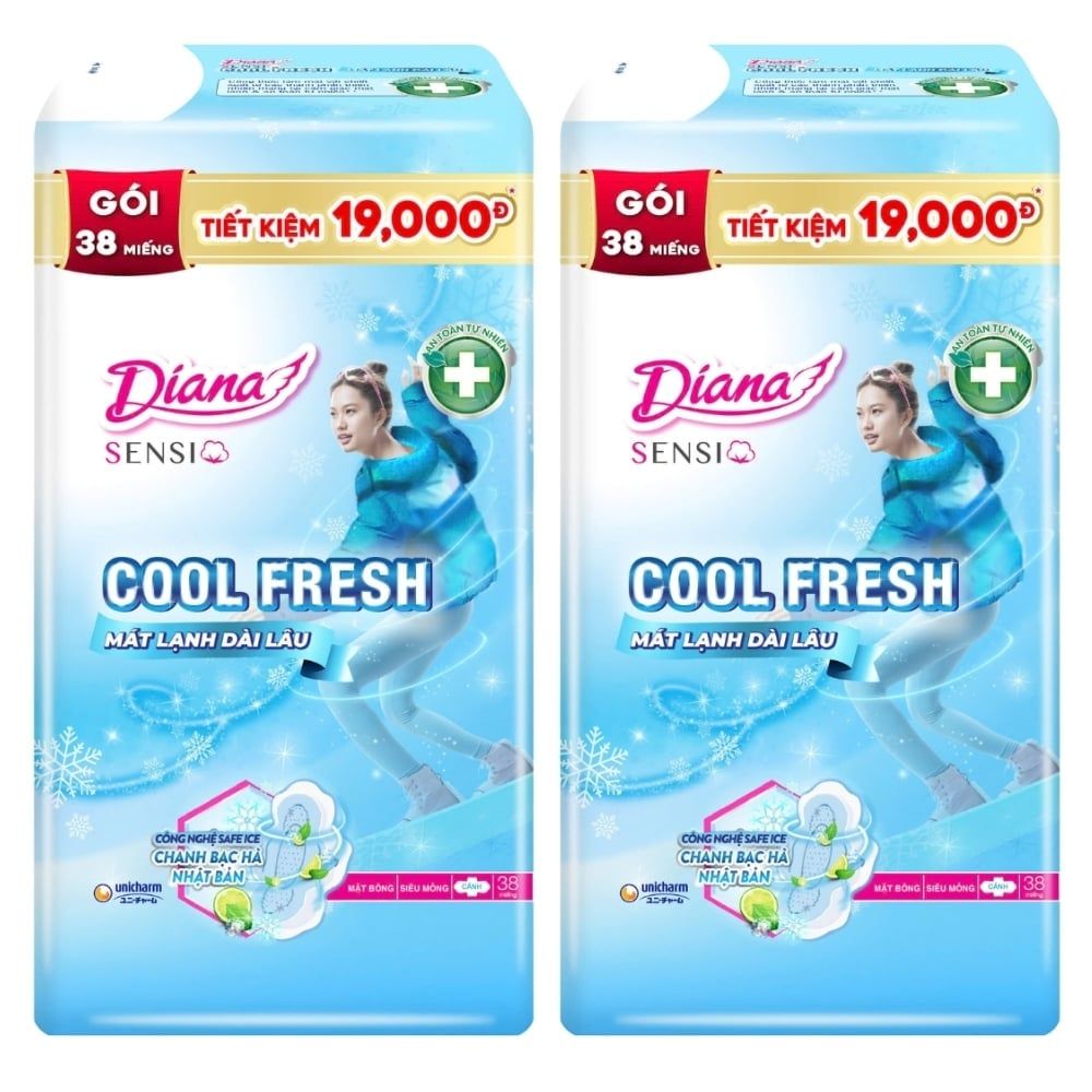 Combo 2 Gói Băng Vệ Sinh Diana Sensi Cool Fresh Siêu Mỏng Cánh Mát Lạn