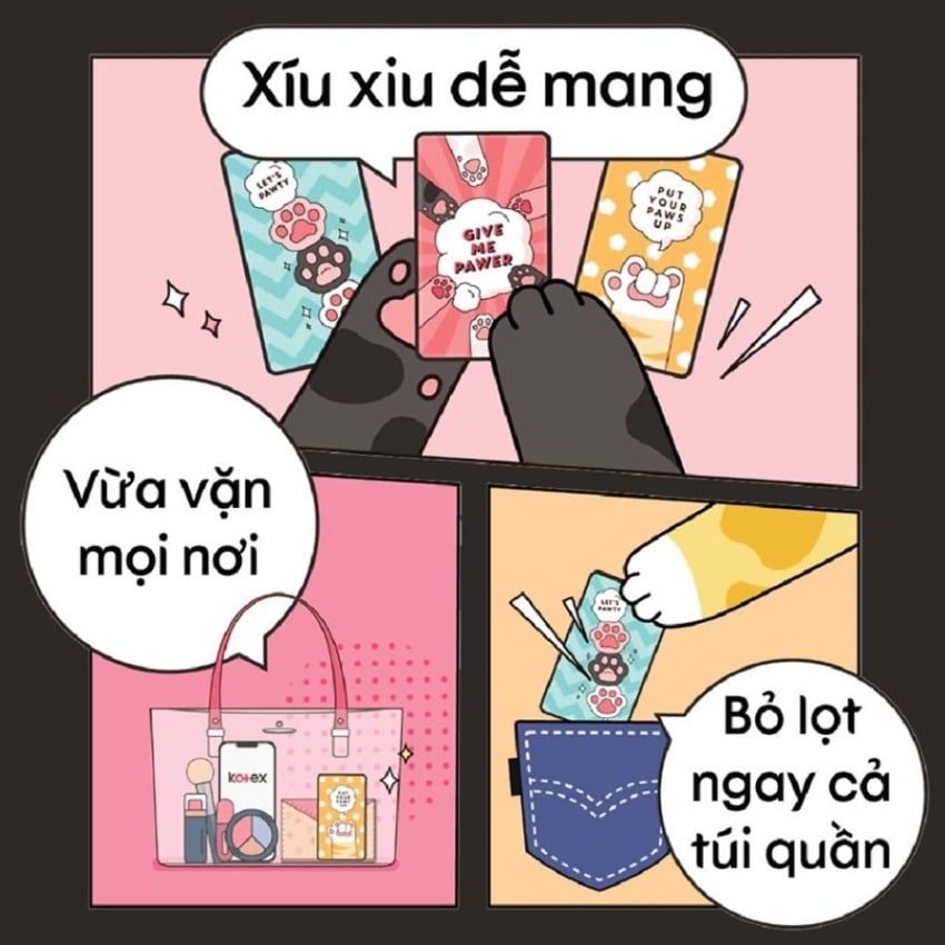 Combo 10 Gói Băng Vệ Sinh Kotex Mini Meow Siêu Mềm Siêu Mỏng Cánh 24cm