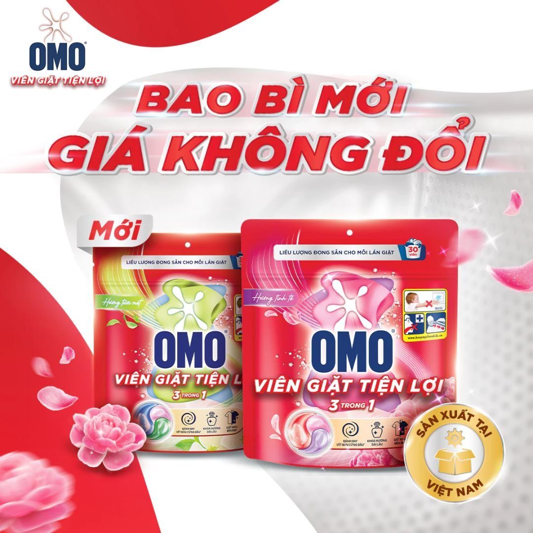 Viên Giặt 3in1 Omo Gói 50 Viên x 10.5g - Hương Tinh Tế/Hương Tươi Mát