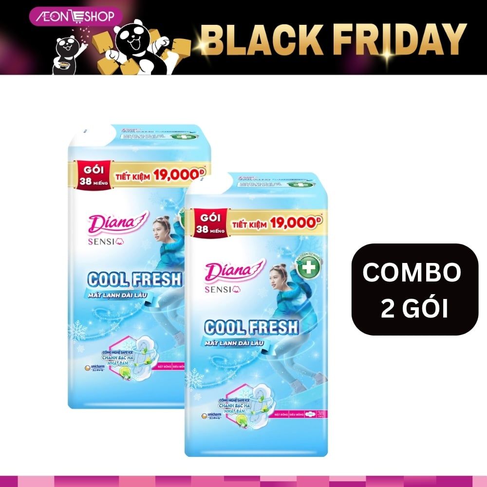 Combo 2 Gói Băng Vệ Sinh Diana Sensi Cool Fresh Siêu Mỏng Cánh Mát Lạn