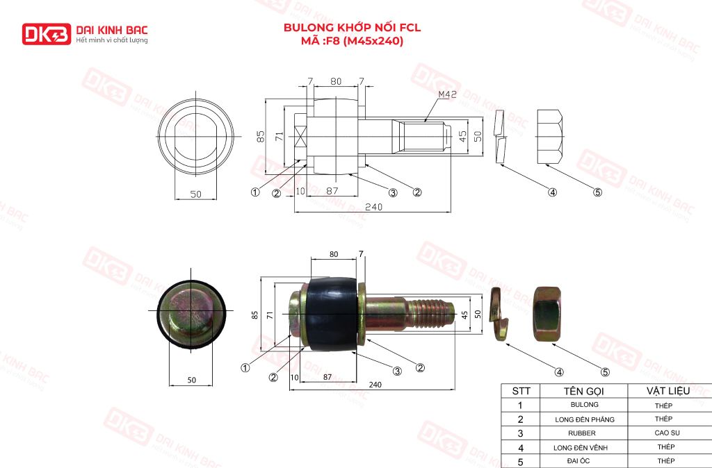 Bulong FCL 630 - Bulong mã F8 M30x150 ( Bịch 10 cái )