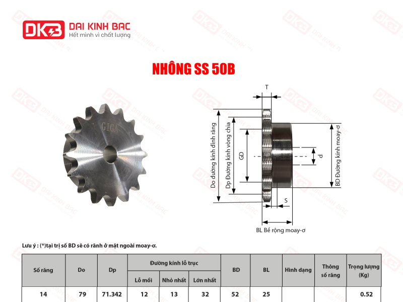 Bánh Xích Inox - Nhông Inox SS 50B-14