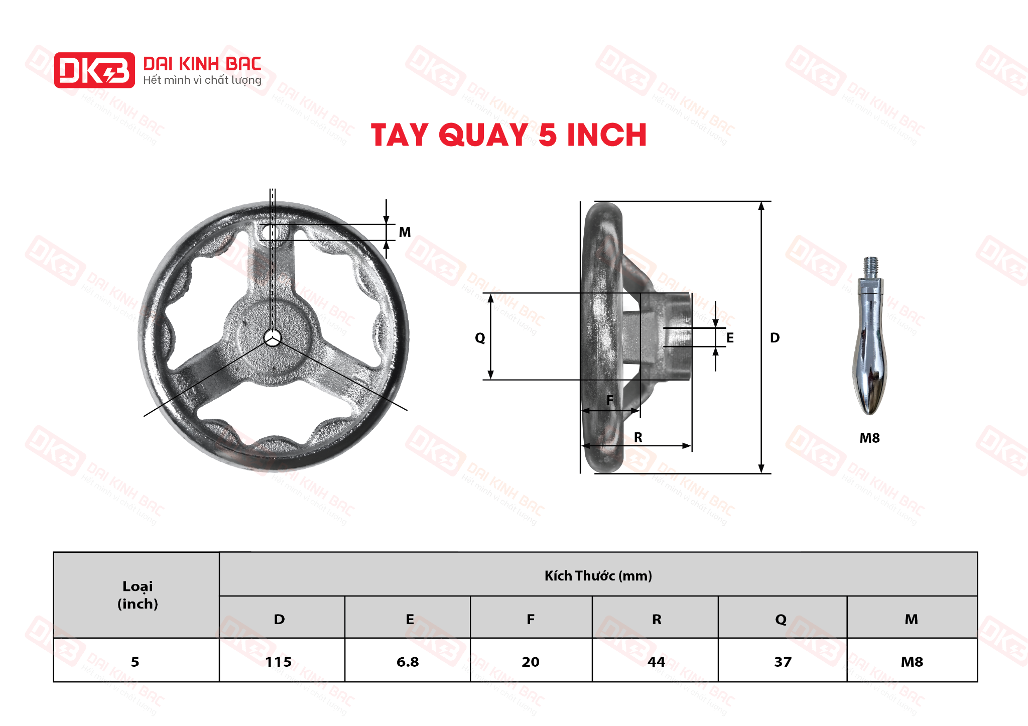 Tay quay vô lăng Size 5 inch