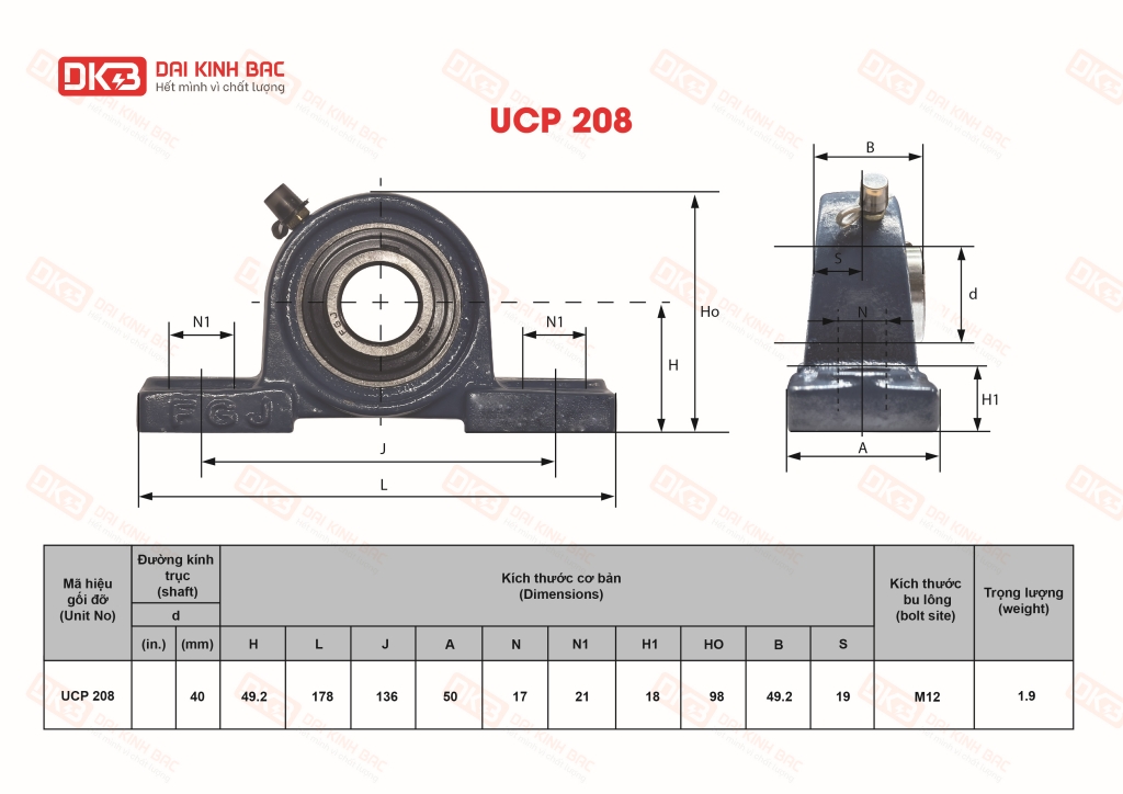 Gối Đỡ Vòng Bi UCP 208