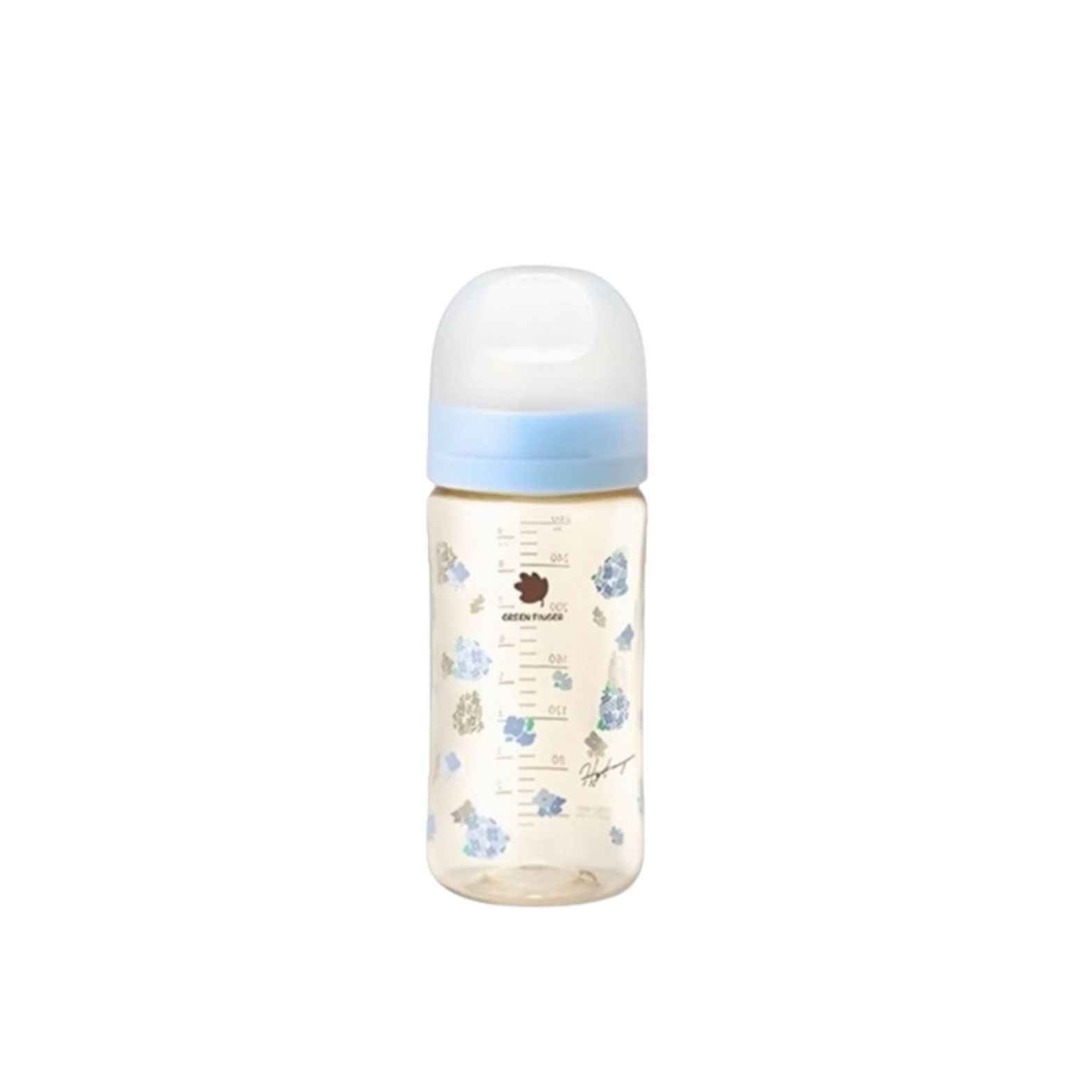 Bình sữa Greenfinger Bebegrow họa tiết cẩm tú cầu xanh 280ml - Chuỗi Mẹ và Bé Voi Con