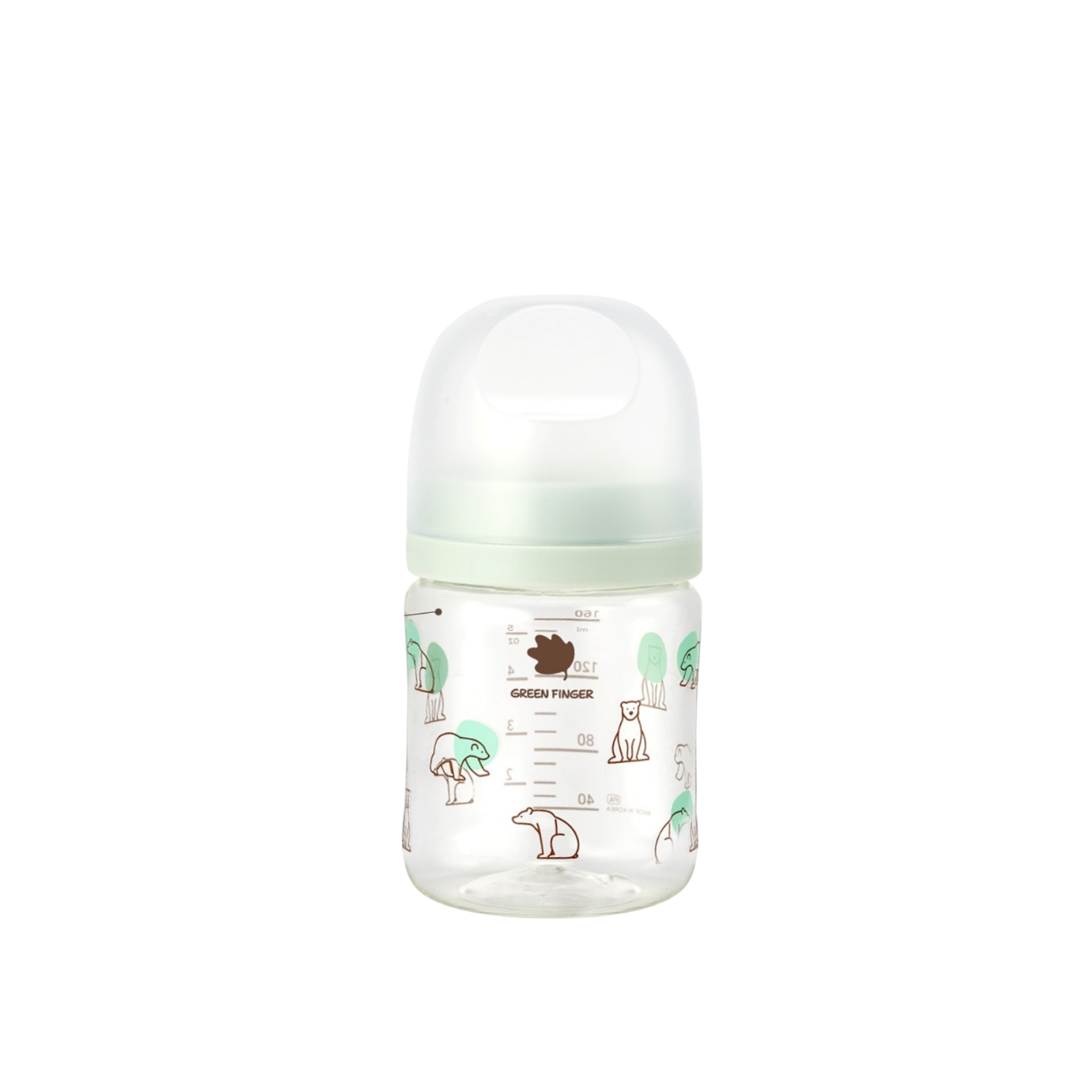 Bình sữa Greenfinger Bebegrow họa tiết gấu bắc cực xanh bạc hà 160ml - Chuỗi Mẹ và Bé Voi Con