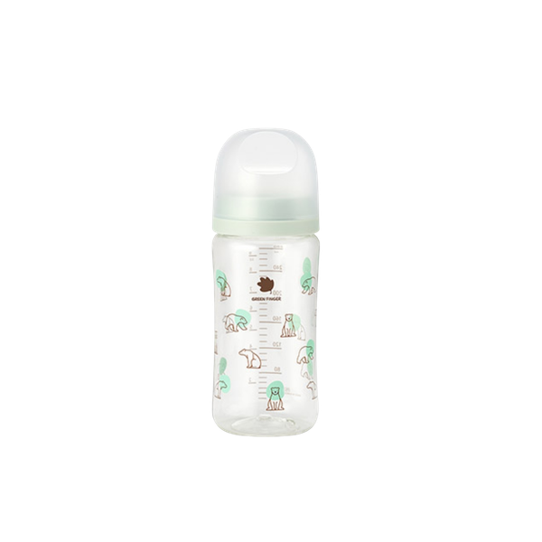 Bình sữa Greenfinger Bebegrow họa tiết gấu bắc cực xanh bạc hà 280ml - Chuỗi Mẹ và Bé Voi Con