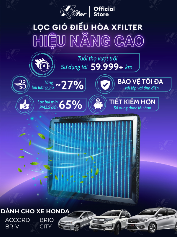 Lọc gió điều hòa Honda CITY / Brio / BRV / Accord / Insight. Lọc gió X