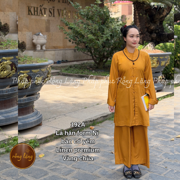 192A -Bộ La Hán form Ni có yếm, vải linen Premium chính phẩm đã xử lý ...