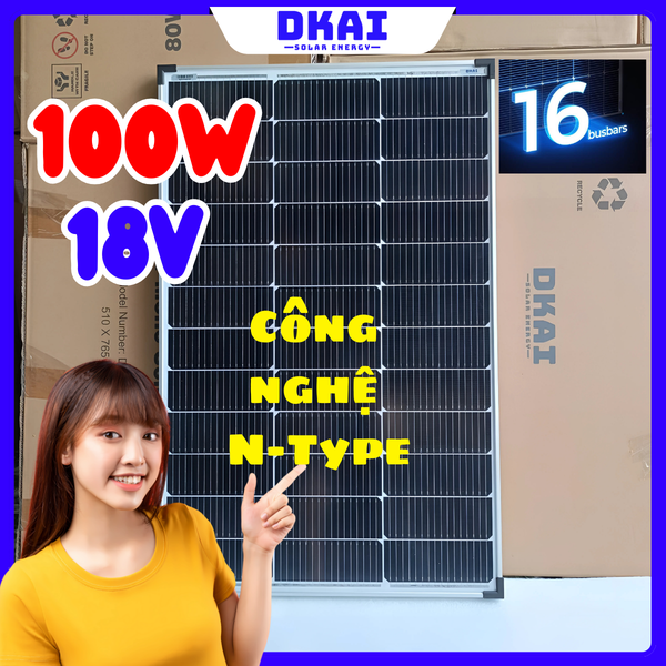 [CÔNG NGHỆ N-Type 100W 18V] Tấm pin năng lượng mặt trời mono 100w 18v ...
