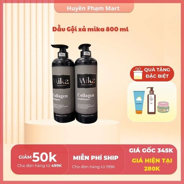 BỘ dầu gội xả collagen phục hồi tóc hư tổn MIKA - Huyền Phạm Mart