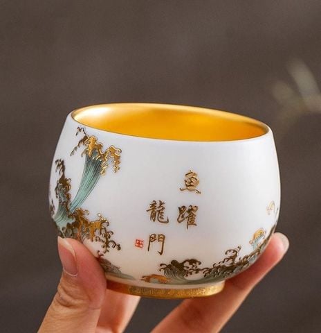 Chén chủ Cá Chép Vượt Long Môn cao cấp – Chén trà tĩnh tâm