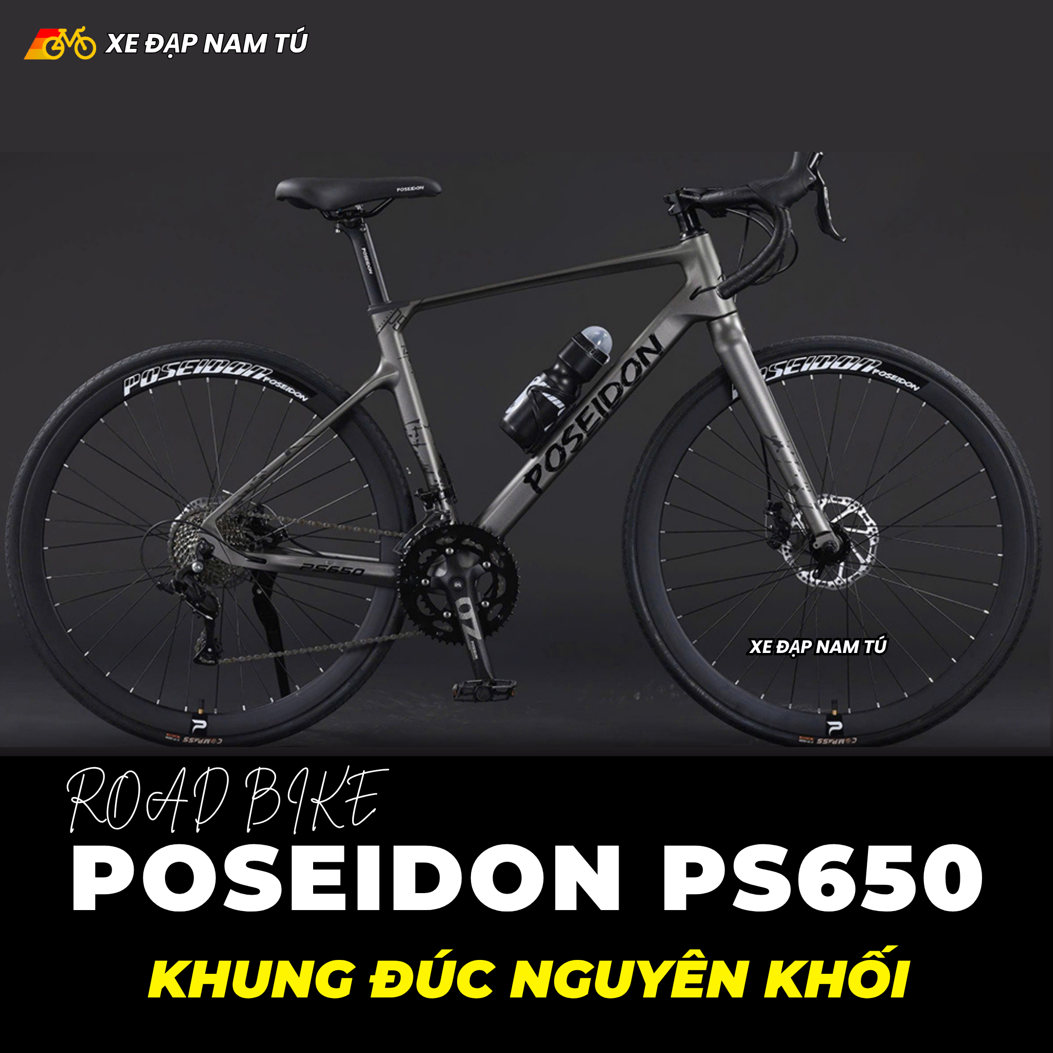 XE ĐẠP ĐUA POSEIDON PS650 - KHUNG ĐÚC NGUYÊN KHỐI, TAY ĐỀ LẮC, CỐI NỔ – Xe Đạp Nam Tú