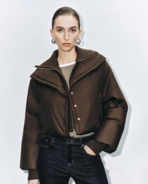 URBAN REVIVO - Áo khoác phao nữ cổ bẻ xếp lớp phom croptop - URBAN ...
