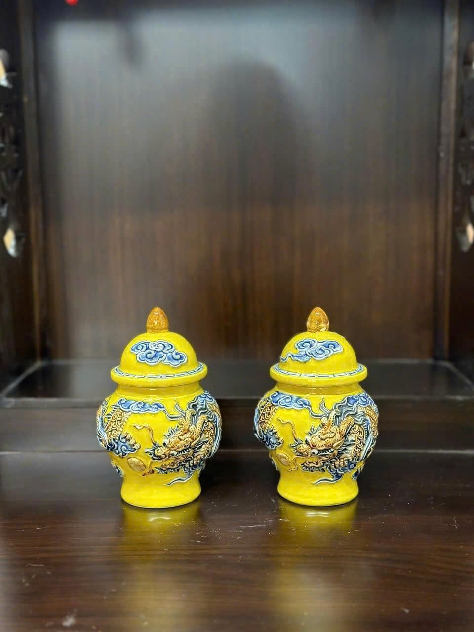 Chóe Thờ Bát Tràng Họa Tiết Rồng Men Màu Đắp Nổi – Tún Decor