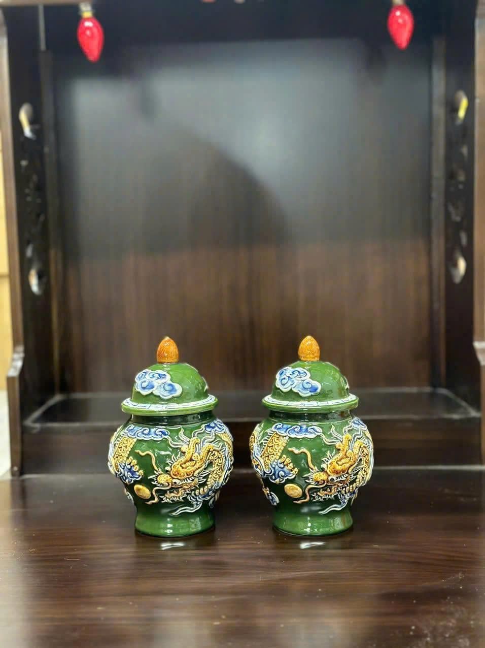 Chóe Thờ Bát Tràng Họa Tiết Rồng Men Màu Đắp Nổi – Tún Decor